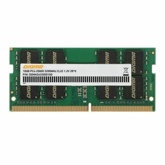 Оперативная память DIGMA DGMAS43200016D (DGMAS43200016D) SO-DIMM DDR4 16 ГБ - DDR4, 16 ГБ х 1 шт, 3200 МГц