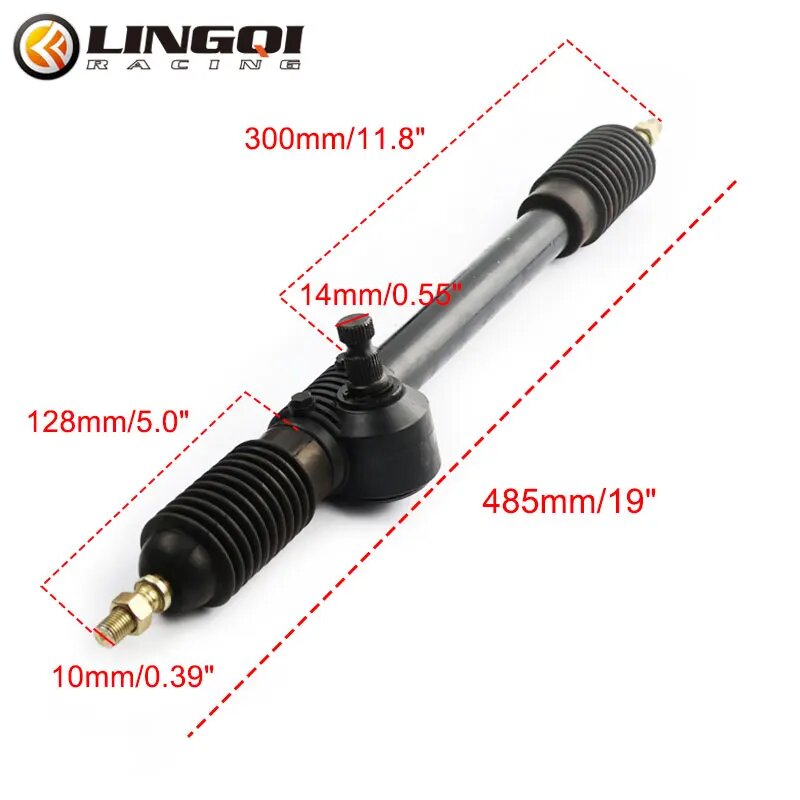 LINGQI Go Kart Металлическая рулевая рейка для квадроцикла Шестерня 315-485 мм Багги Силовая шестерня Вал для картинга UTV Запчасти для квадроцикла, Черный