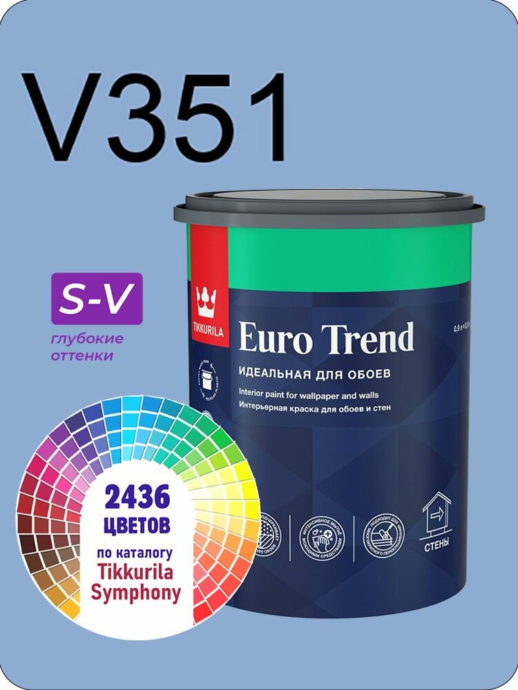 Краска для обоев Tikkurila Euro Trend 0,9л. глубокие оттенки V351