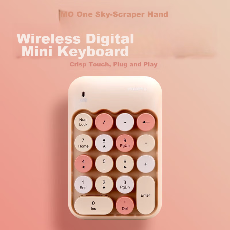 Mofii X910 Wireless Laptop Digital Keyboard, USB Wireless Keyboard, Mini Financial Accounting Keyboard, Bank Keyboard, Milk Tea Color Mixed,