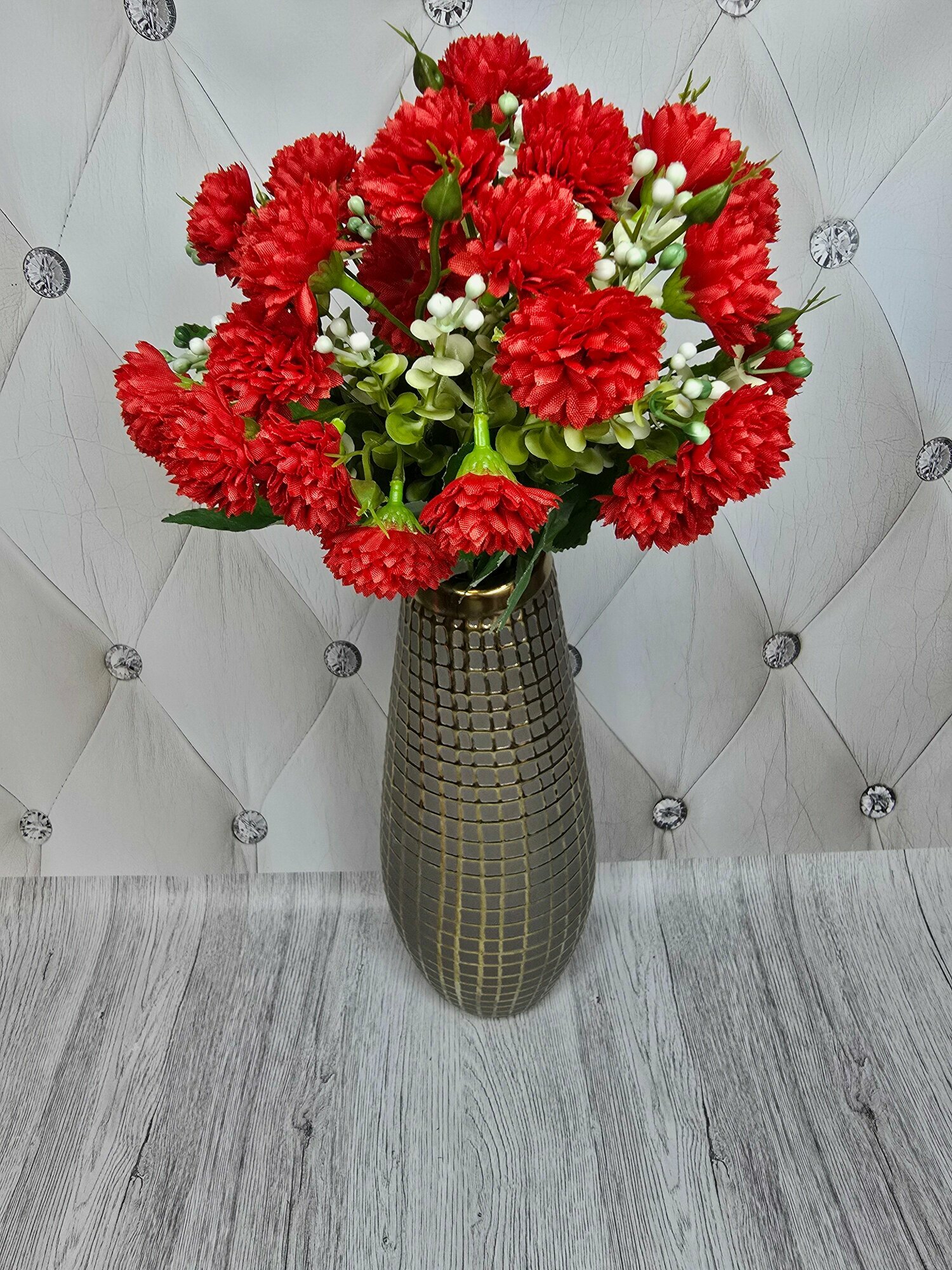 Букет искусственных цветов Holodilova, текстиль, высота 34см, красные