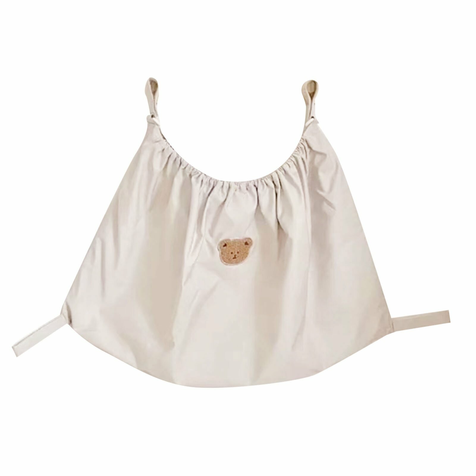 Сумка для детской коляски в минималистичном стиле, портативная, большая вместимость, эластичная, гибкая, из полиэстерного волокна, подвесная, бежевая.