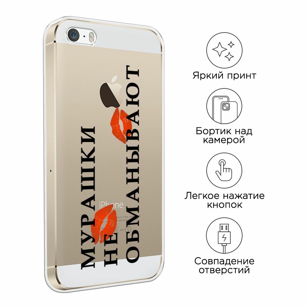 Чехол на Apple iPhone 5/5S/SE / Айфон 5/5S/SE с принтом "Мурашки не обманывают 1 - 14 февраля", прозрачный — фото 1