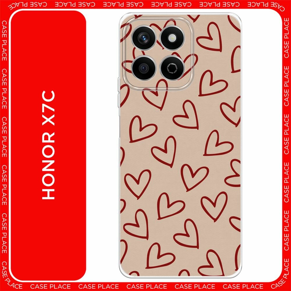 Чехол на Honor X7c / Хонор X7c с принтом "Little hearts doodles 1 - 14 февраля"