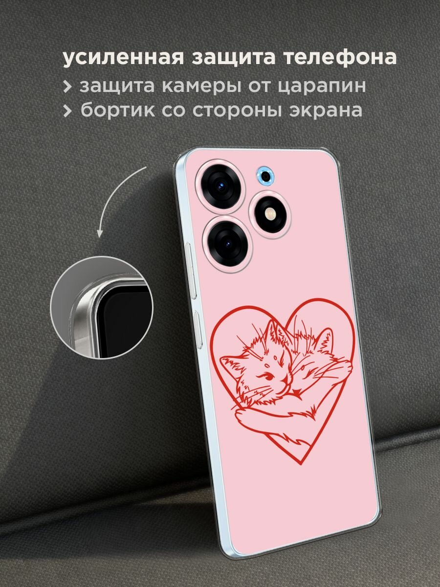 Чехол на Tecno Spark 10 Pro / Текно Спарк 10 Про с принтом "Влюблённые котики рисунок 1 - 14 февраля" — фото 1