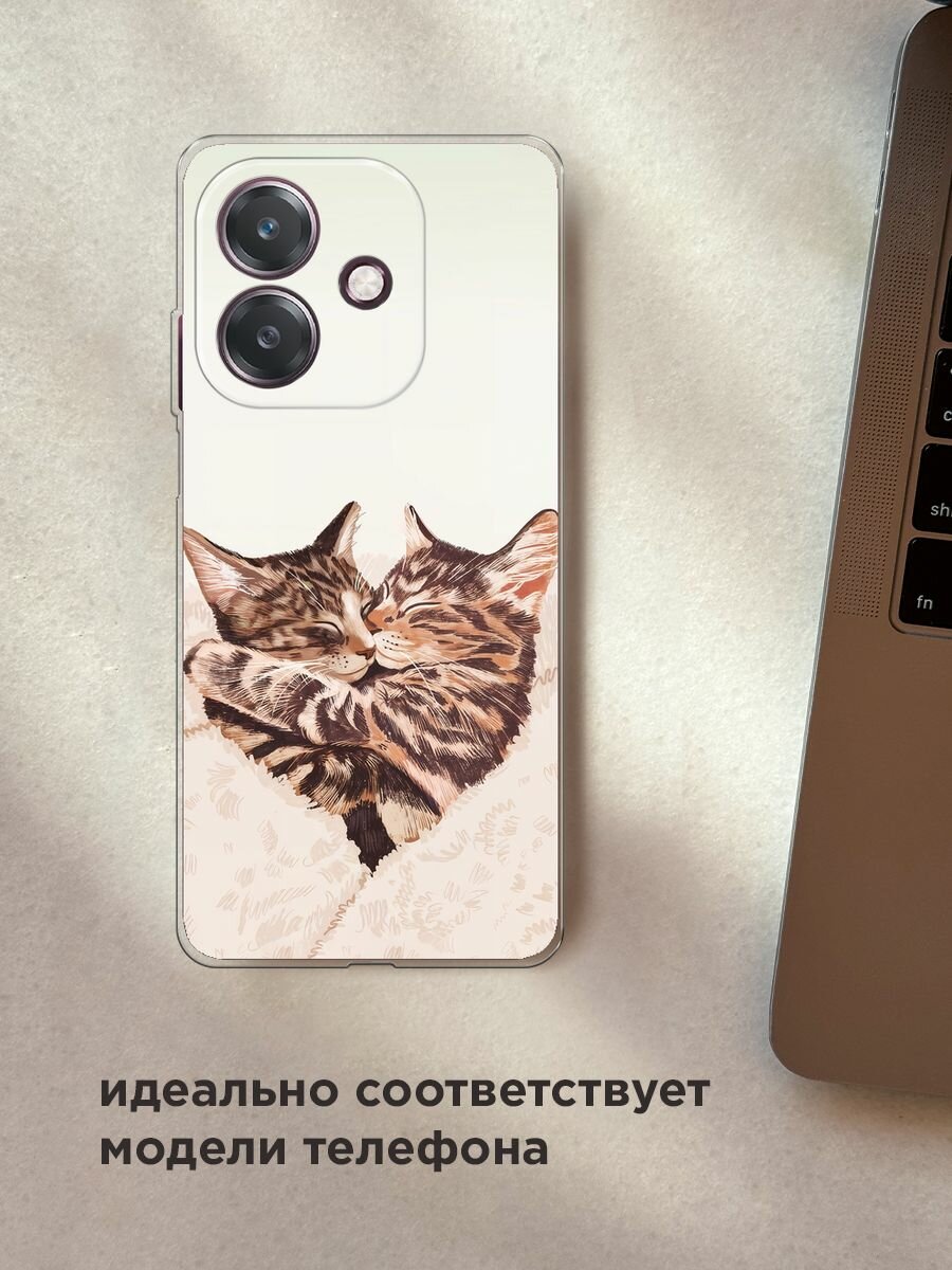 Чехол на Oppo A3/A3x / Оппо А3/A3x с принтом "Влюбленные котейки - 14 февраля" — фото 1