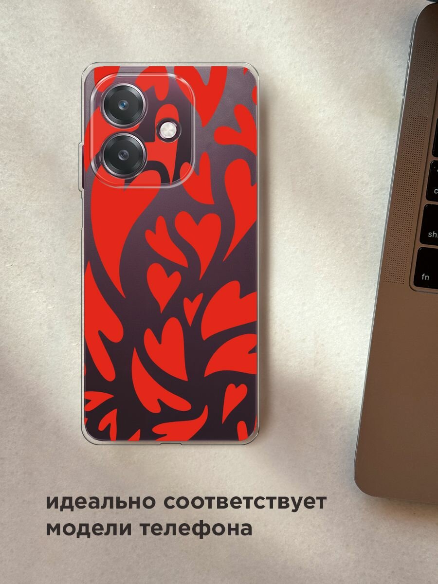 Чехол на Oppo A3/A3x / Оппо А3/A3x с принтом "Crazy hearts 2 - 14 февраля", прозрачный — фото 1
