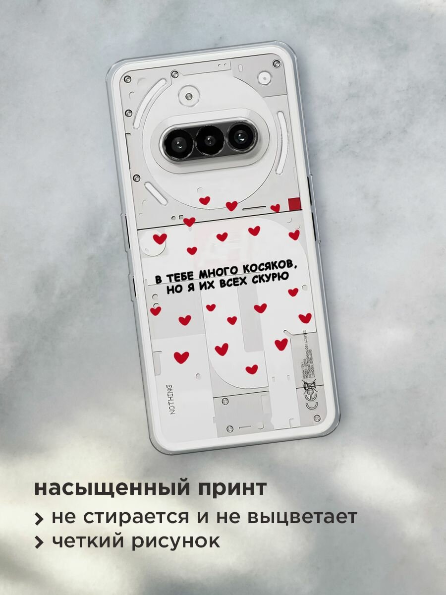 Чехол на Nothing Phone 3a / Нотинг Фон 3а с принтом "Косяки 1 - 14 февраля", прозрачный — фото 1