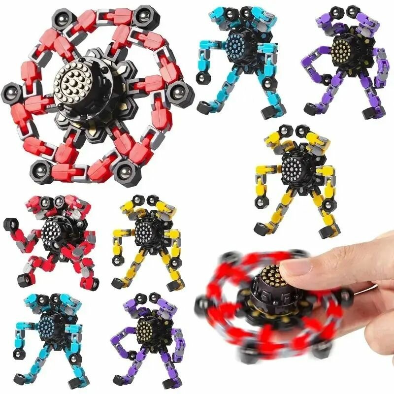 Спиннер Паук, трансформер, антистресс fidget спиннер, робот, развивающие детские игры, желтый