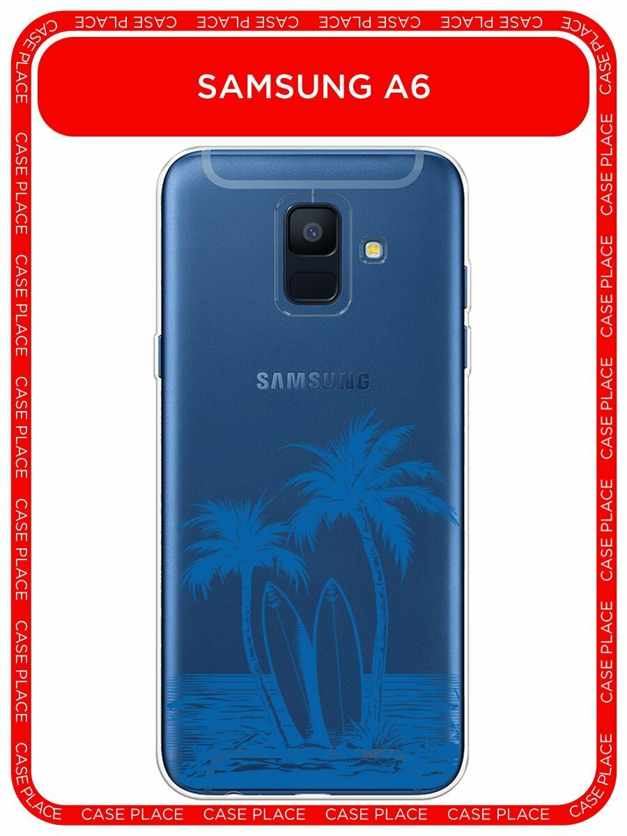 Чехол на Samsung Galaxy A6 / Самсунг Галакси А6 с принтом "Сёрфинг на островах 1", прозрачный