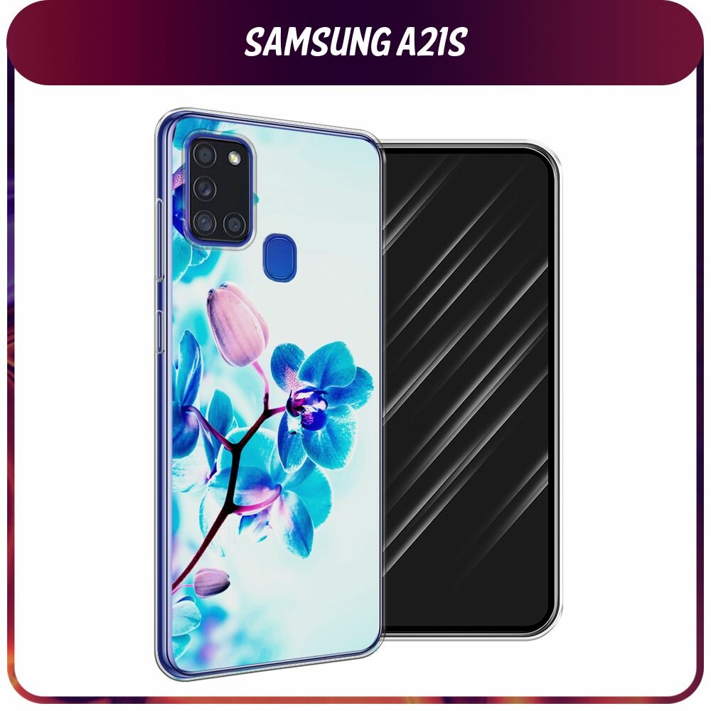 Чехол на Samsung Galaxy A21s / Самсунг Галакси A21s с принтом "Голубая орхидея"