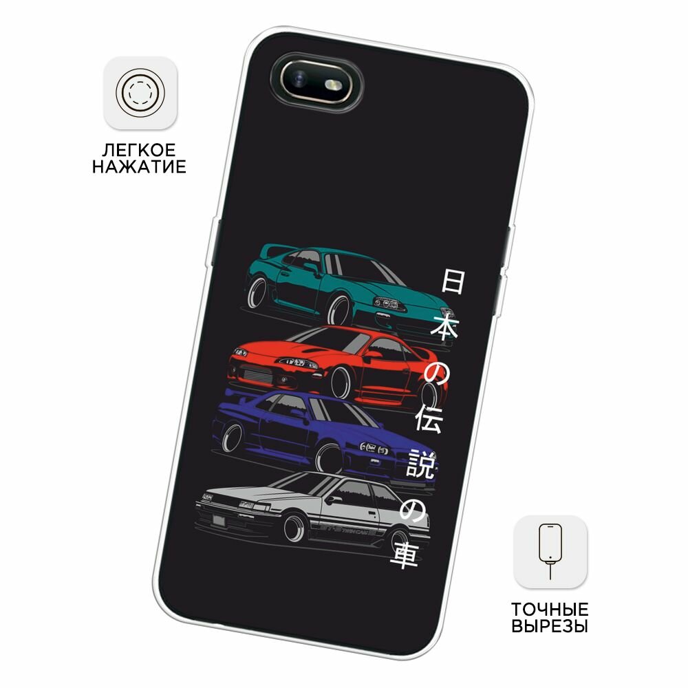 Силиконовый чехол на Oppo A1k / Оппо А1к с принтом "JDM Legend cars" — фото 1