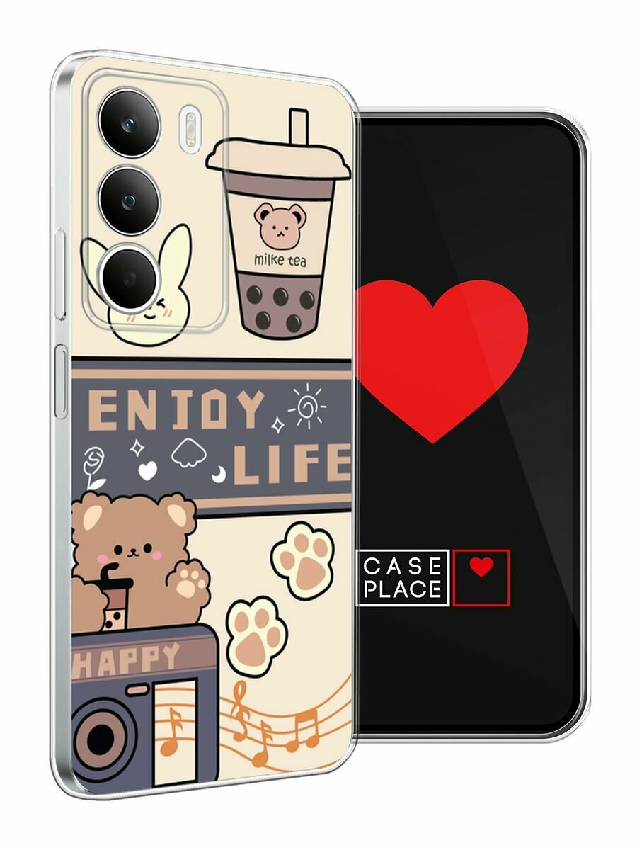 Силиконовый чехол на Realme C71/P3 Lite 4G / Реалми С71/P3 Лайт 4G с принтом "Enjoy life 1" — фото 1
