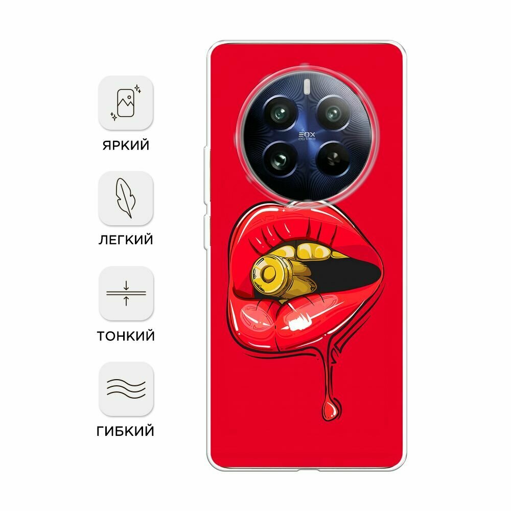 Чехол на Realme 12 Pro / Реалми 12 Про с принтом губы и пуля 1 — фото 1
