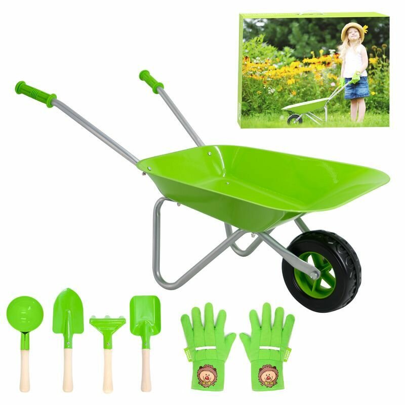 Тележка детская Дачная с ручкой / Тачка садовая для игры в песке / Набор для песочницы