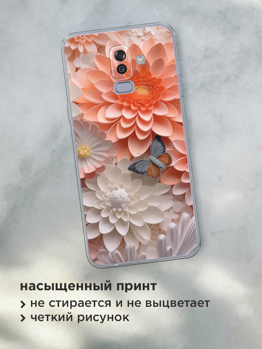 Чехол на Samsung Galaxy J8 / Самсунг Галакси Джей 8 с принтом "Бумажные цветы" — фото 1