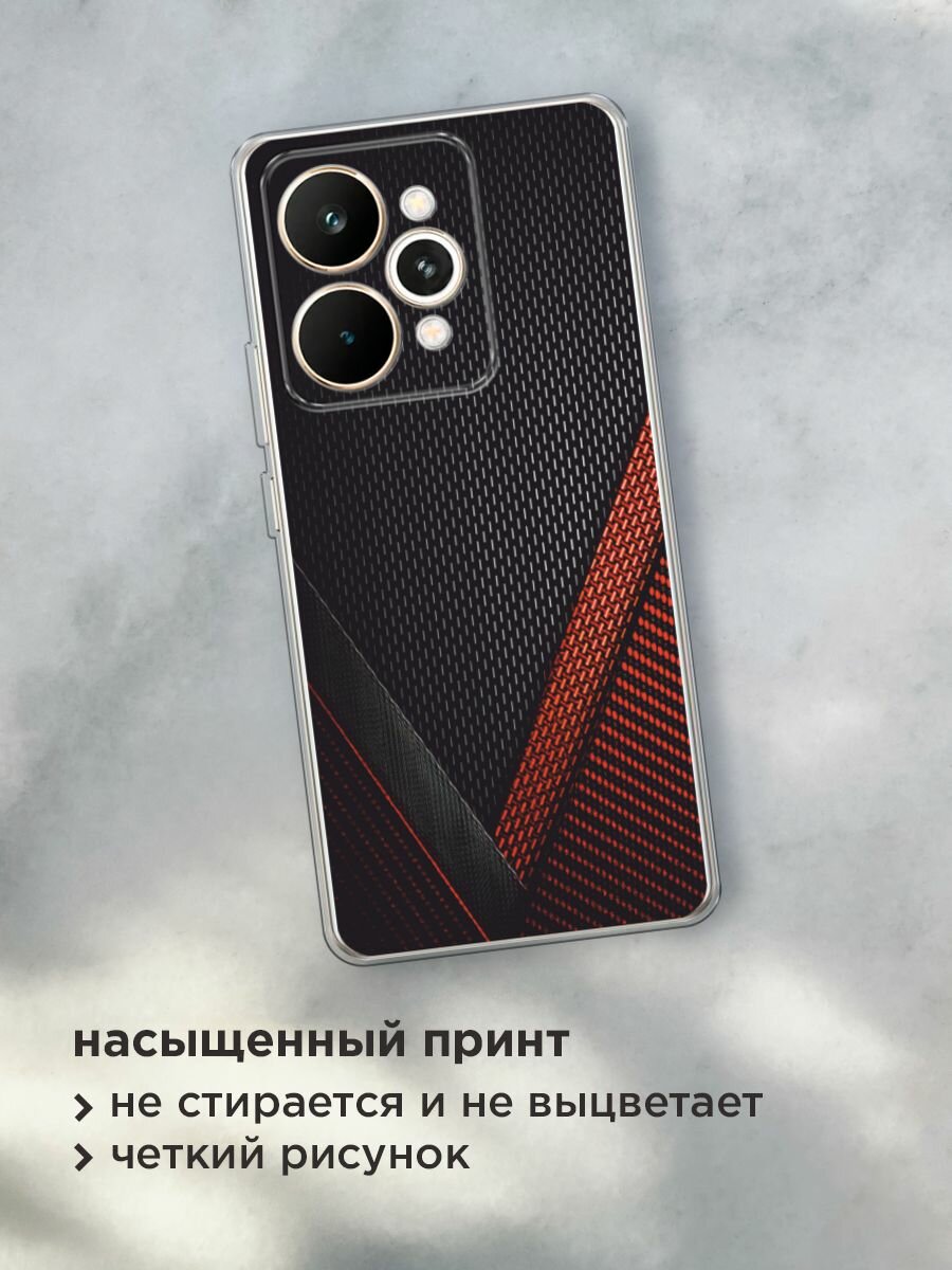 Чехол на Realme 15 Pro / Реалми 15 Про с принтом "Красный карбон" — фото 1