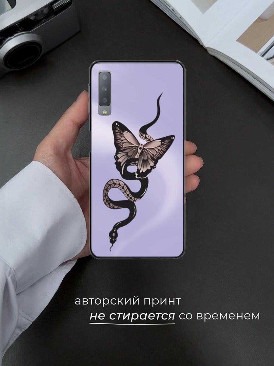 Чехол на Samsung Galaxy A7 2018 / Самсунг Галакси А7 2018 с принтом "Змеебабочка 1" — фото 1