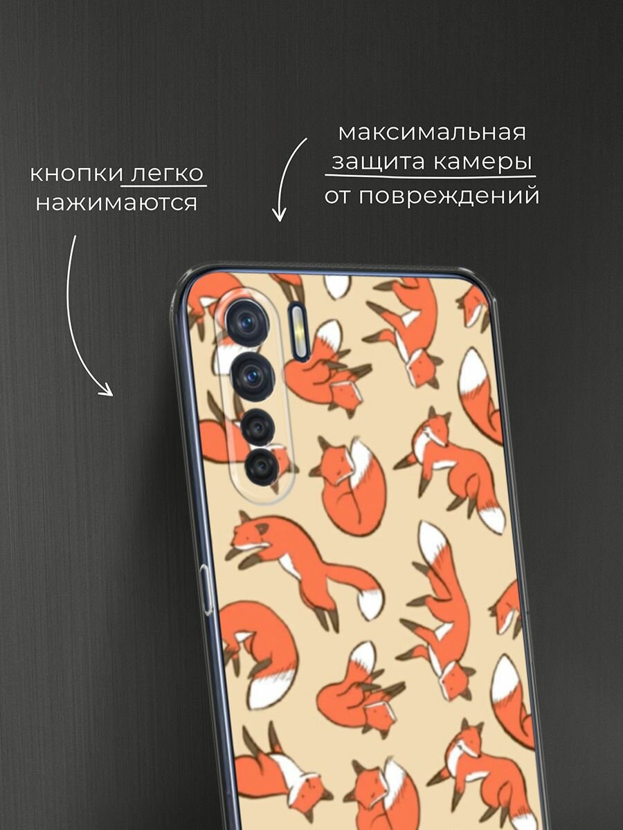 Чехол на Oppo A91/Reno 3 / Оппо A91/Рено 3 с принтом "Лисички фон" — фото 1