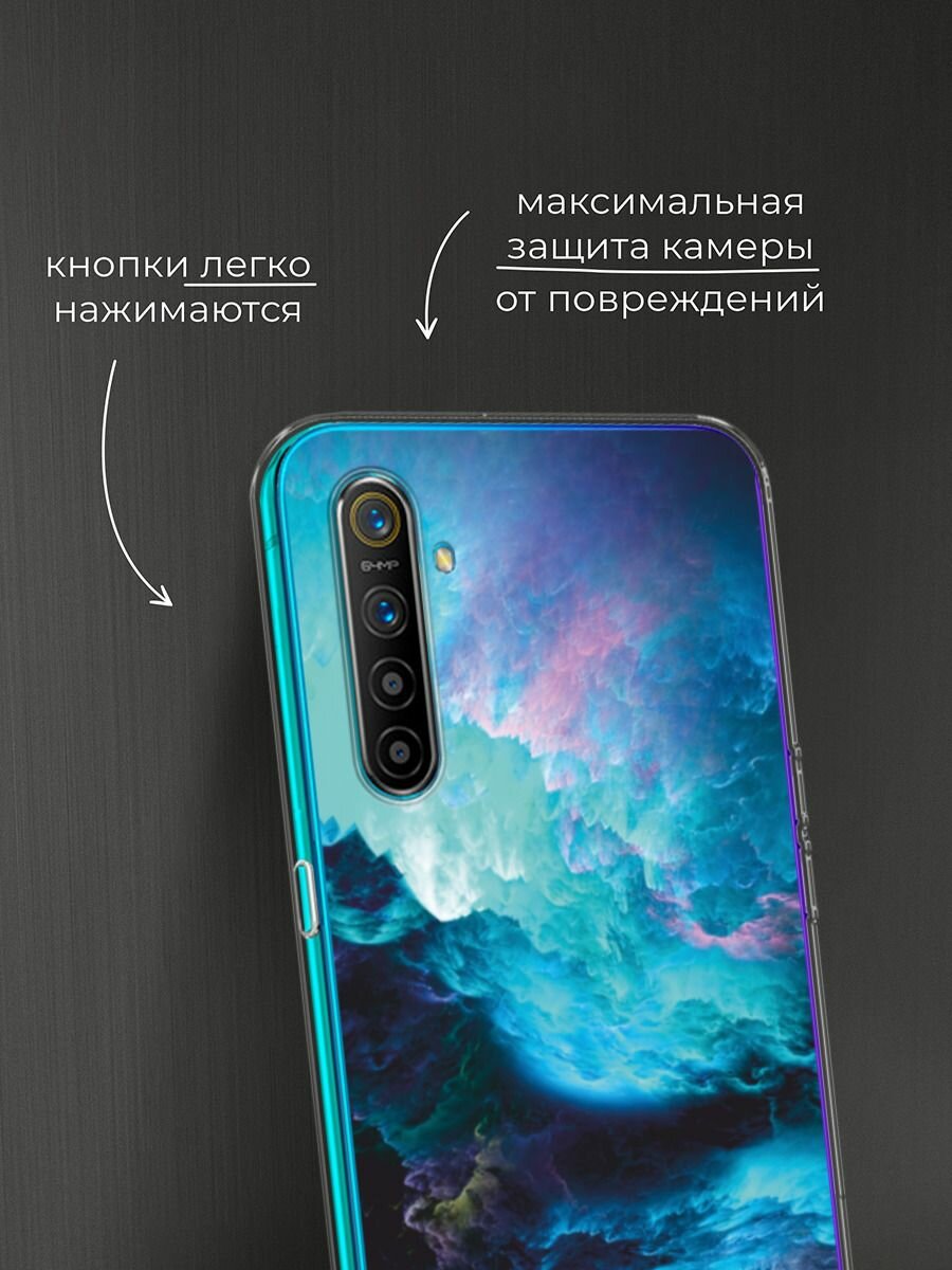 Силиконовый чехол на Realme XT / Реалми XT с принтом "Бирюзовое небо" — фото 1