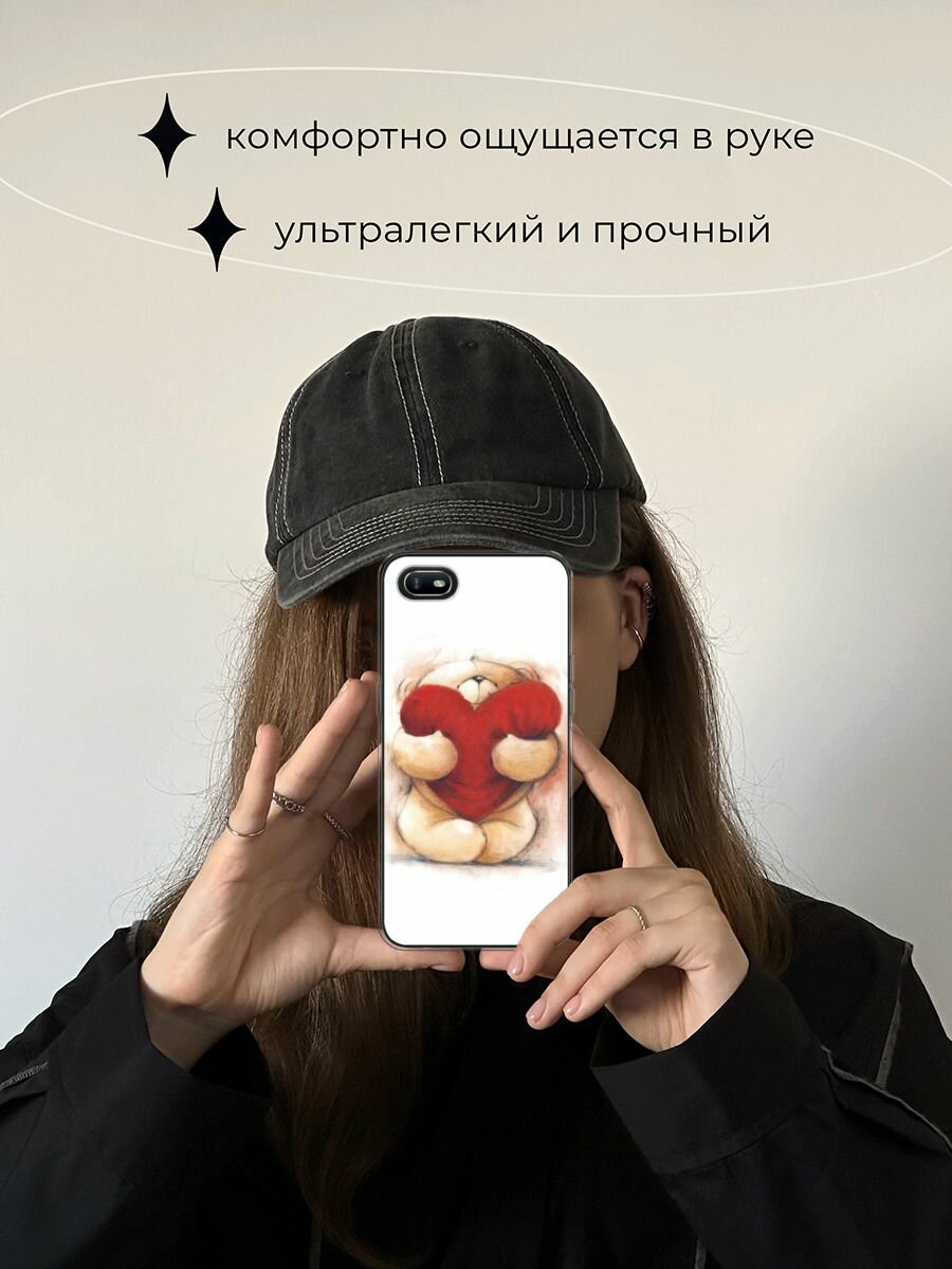 Силиконовый чехол на Oppo A1k / Оппо А1к с принтом "Мишка с сердцем 1" — фото 1