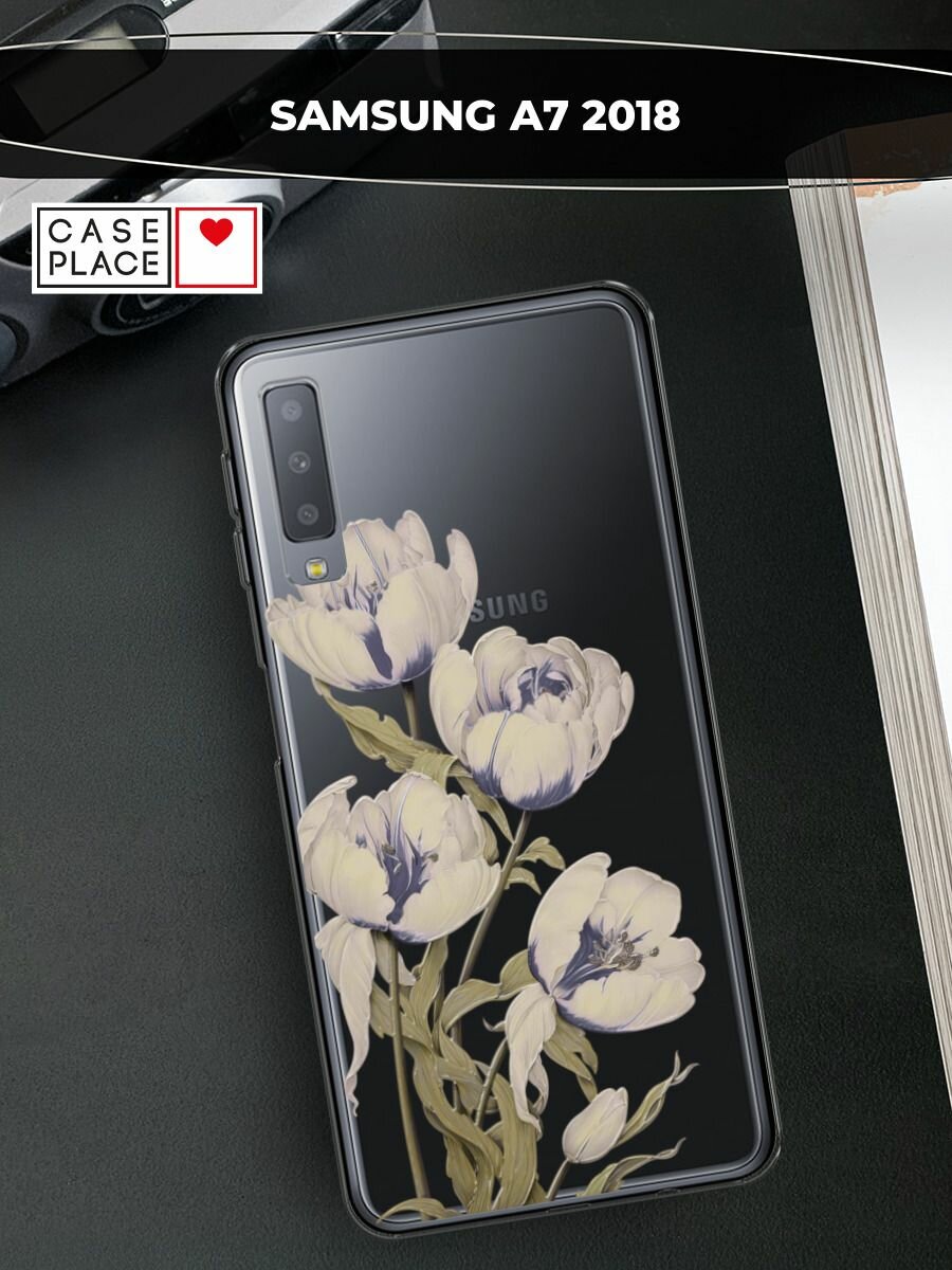 Чехол на Samsung Galaxy A7 2018 / Самсунг Галакси А7 2018 с принтом "Серые бутоны"