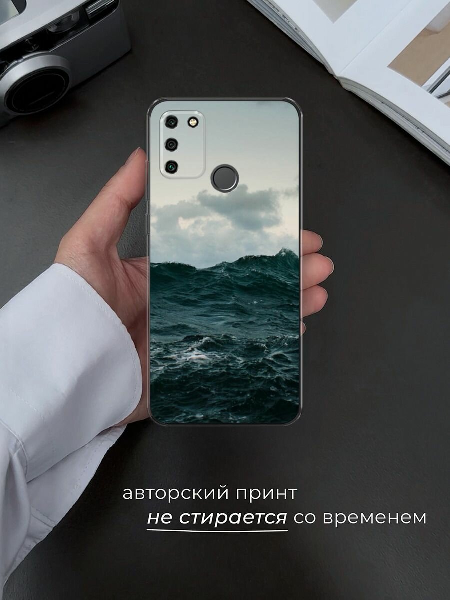 Силиконовый чехол на Honor 9A / Хонор 9А с принтом "Волны 11" — фото 1