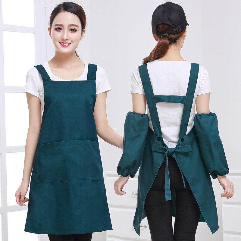 Фартук Uniform Clothing, корейский стиль, с логотипом, темно-зеленый, с пряжкой, без рукавов