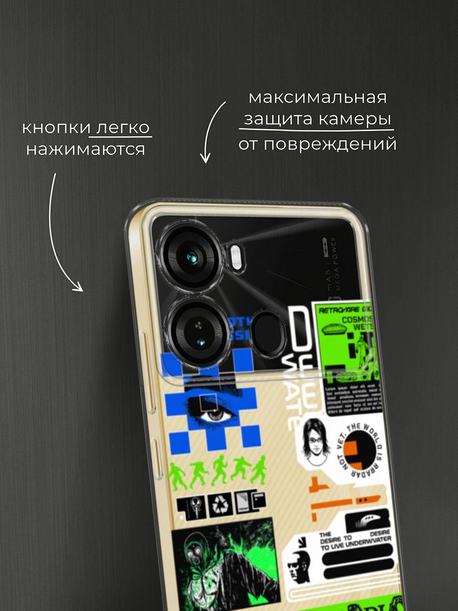 Чехол на Itel P40 / Ител P40 с принтом "Nothing impossible", прозрачный — фото 1