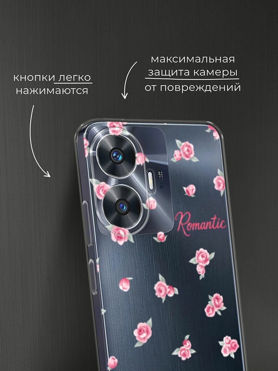 Чехол на Realme C55 / Реалми C55 с принтом "Romantic 2", прозрачный — фото 1