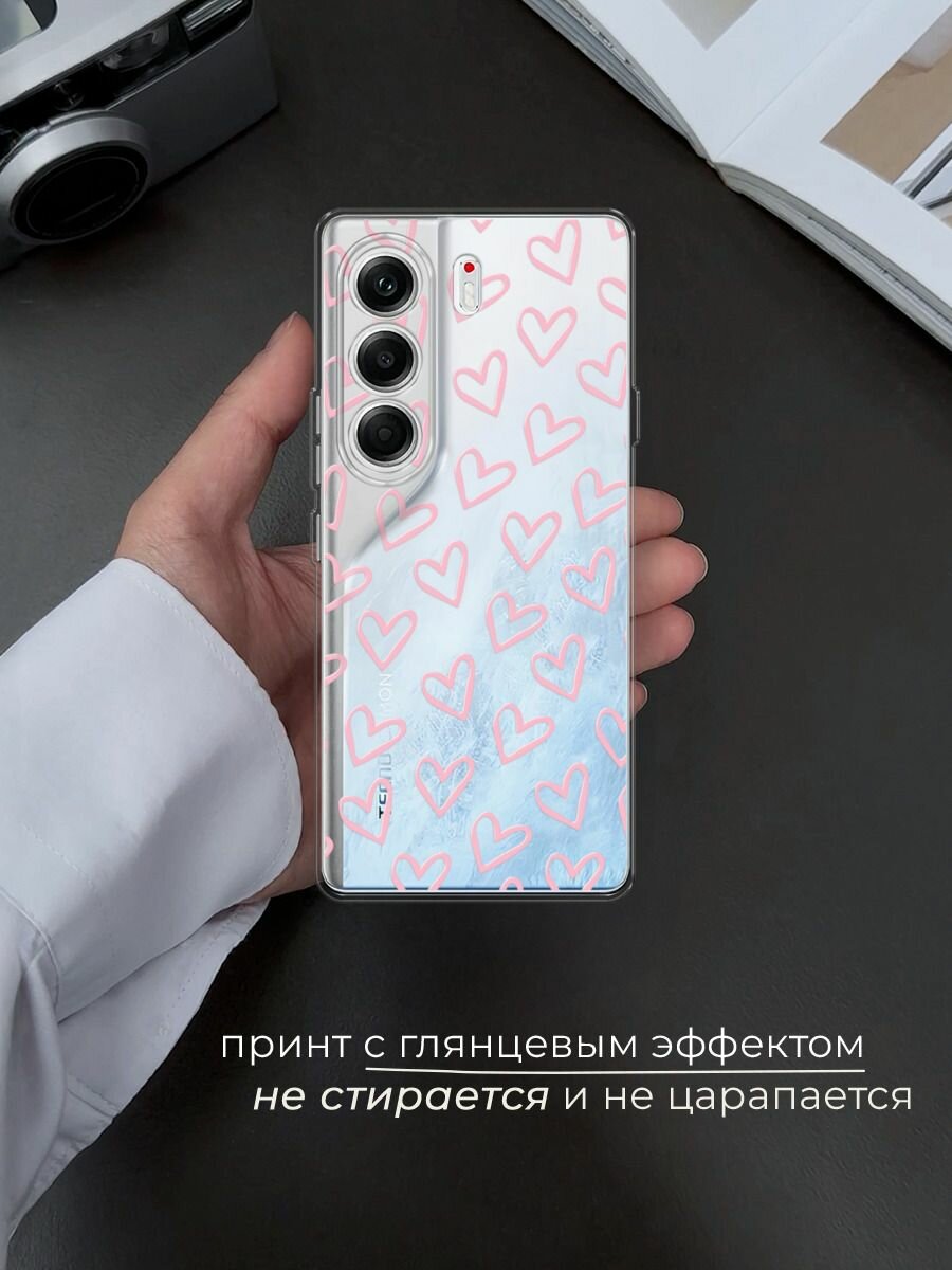 Чехол на Tecno Camon 40 Pro 5G / Текно Камон 40 Про 5G с принтом "Сердца паттерн" — фото 1