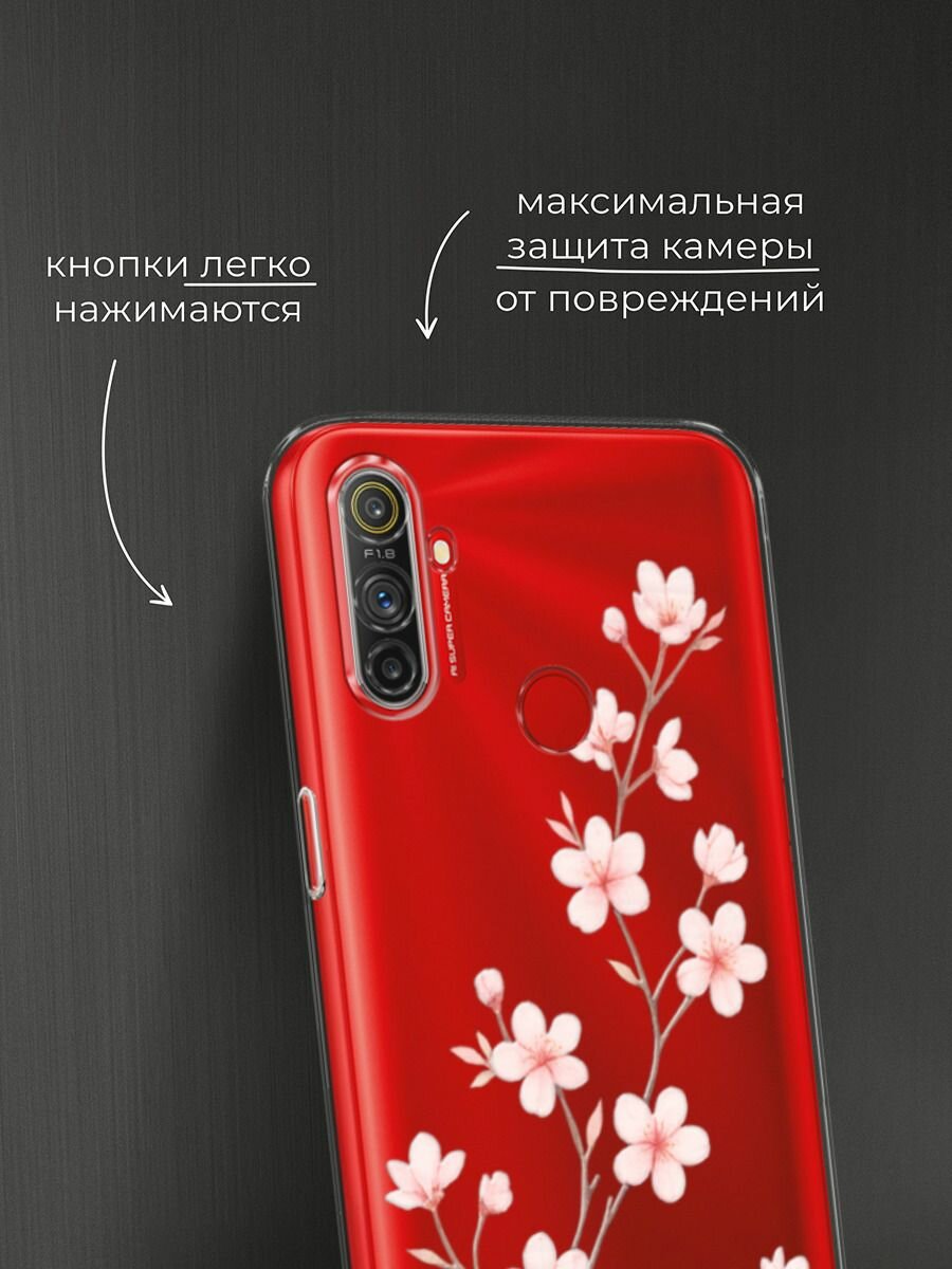Чехол на Realme C3 / Реалми C3 с принтом "Веточка сакуры 2" — фото 1