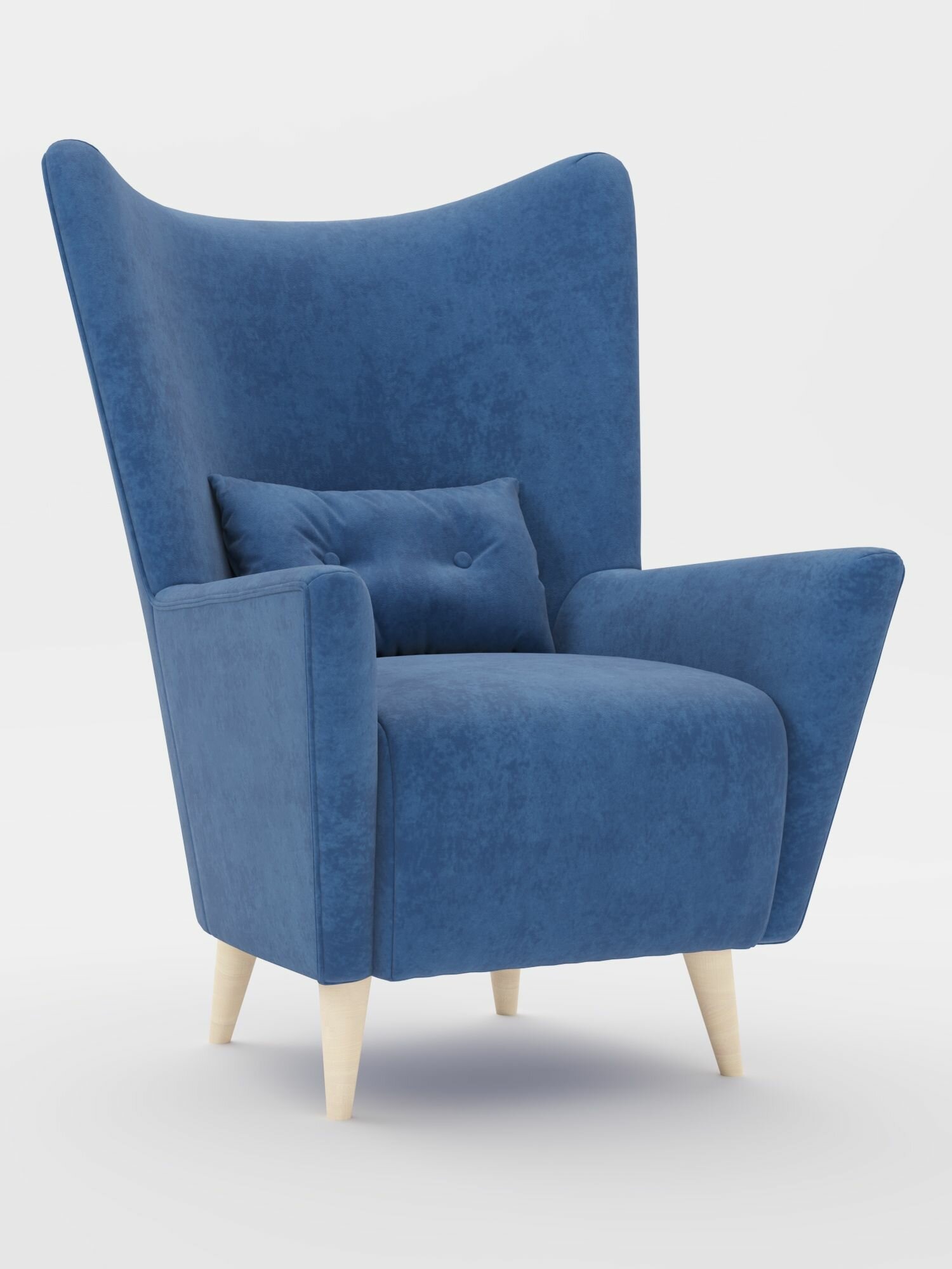 Кресло мягкое для дома, отдыха в гостиной Грейс от W&B, премиум велюр светло-синий
