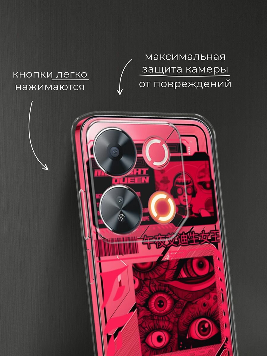 Чехол на Itel P65 / Ител P65 с принтом "Mionight queen", прозрачный — фото 1