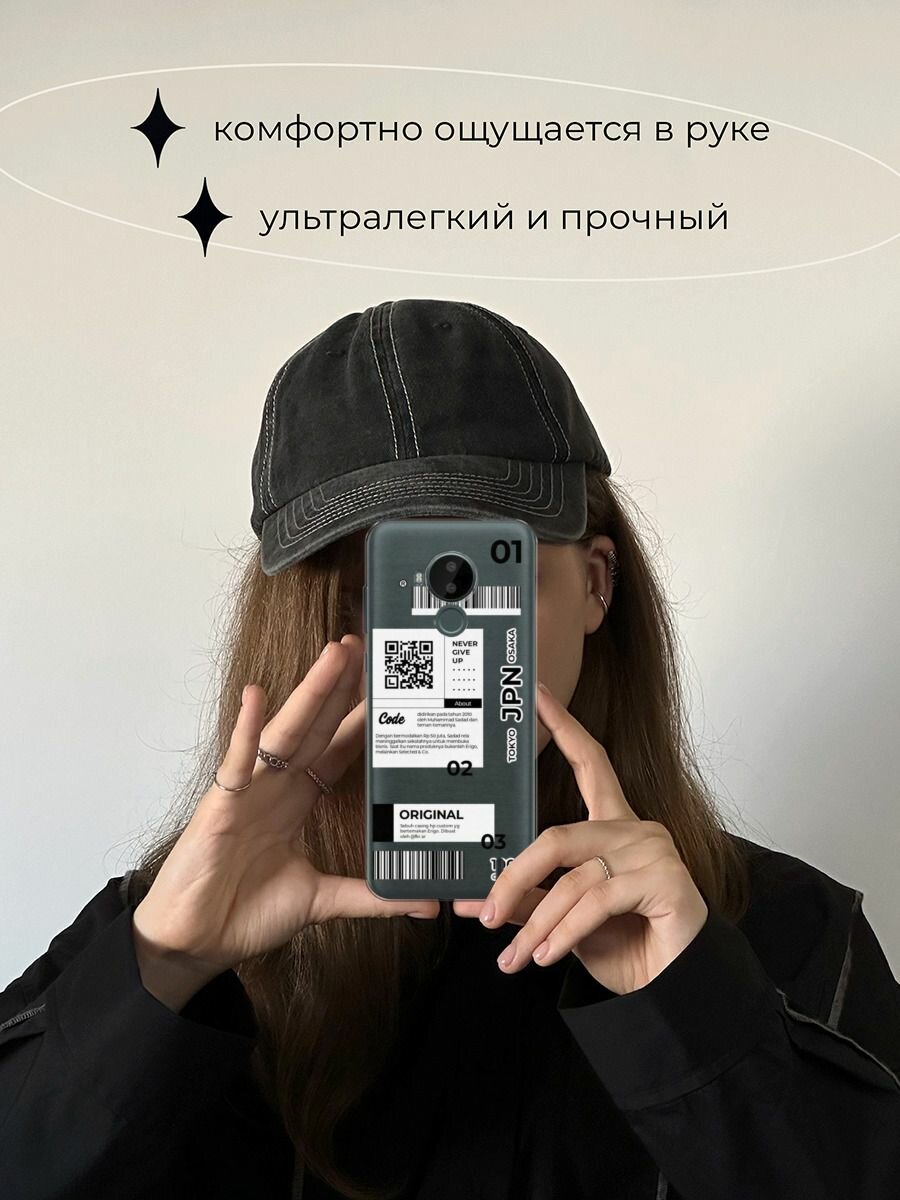 Силиконовый чехол на Nokia C30 / Нокия C30 с принтом "JPN", прозрачный — фото 1