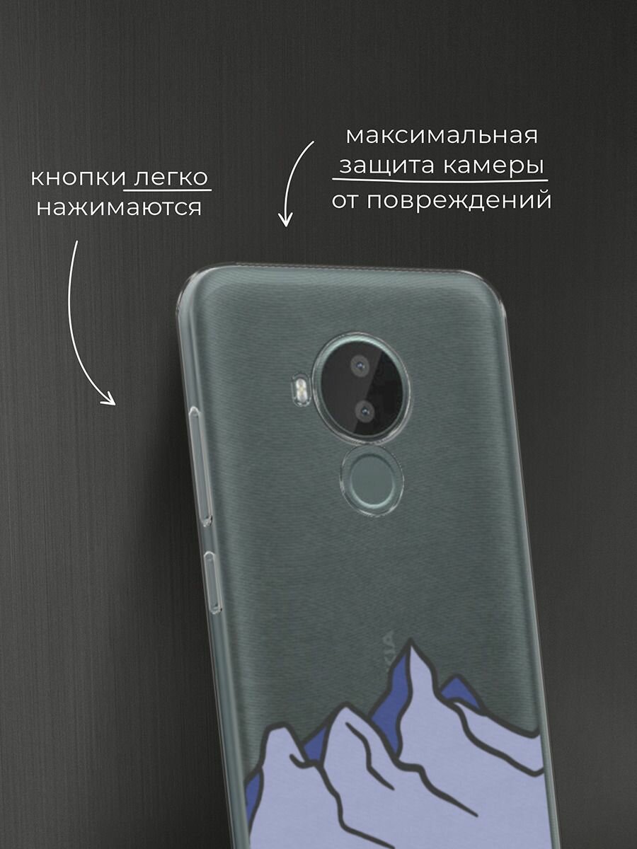 Силиконовый чехол на Nokia C30 / Нокия C30 с принтом "Гора", прозрачный — фото 1
