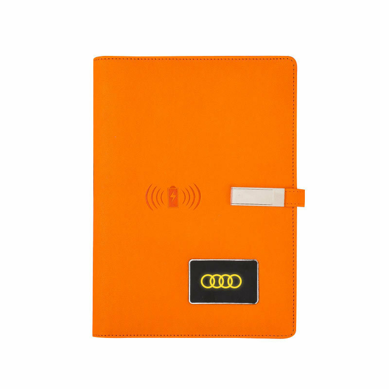 Подарочный набор "Ноутбук", беспроводная зарядка, оранжевый, 8000mAh