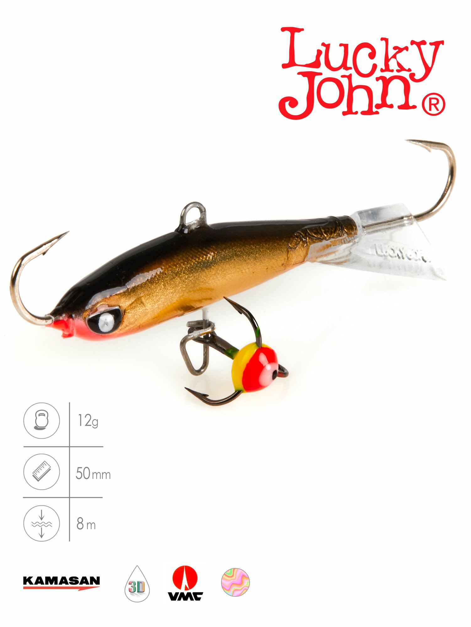 Балансир для зимней рыбалки Lucky John NORDIC 4 с тройником, длина 40мм, цвет 10H / Балансир Лаки Джон на окуня, судака, щуку