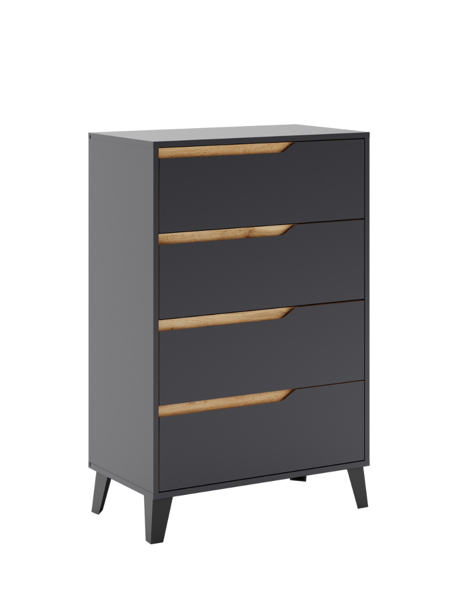 Комод с 4 ящиками и интегрированными ручками 700х390х1070, графит
