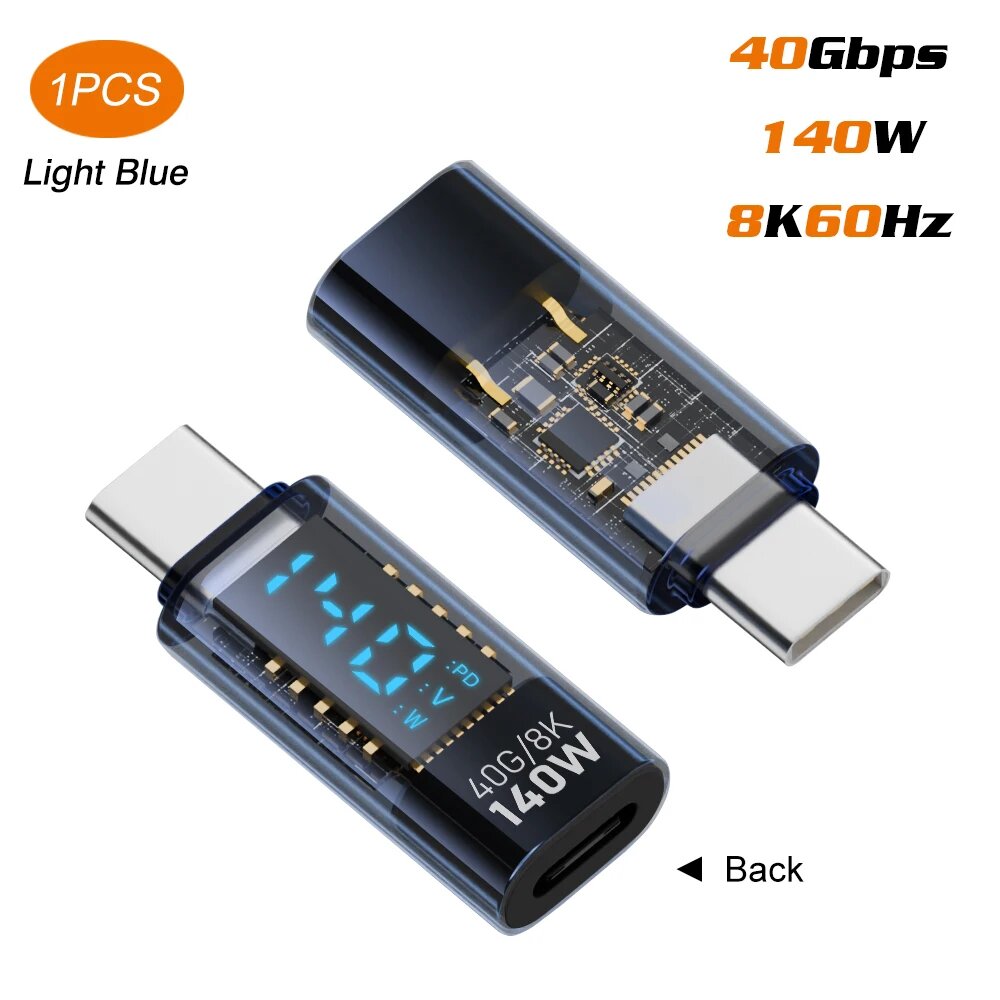 USB-C адаптер UGOURD 40 Гбит/с 140 Вт, Light Blue
