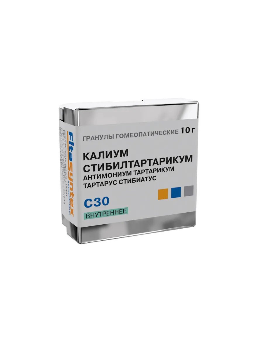 Калиум стибилтартарикум С30, гранулы гомеопатические моно, 10 грамм , Фитасинтекс
