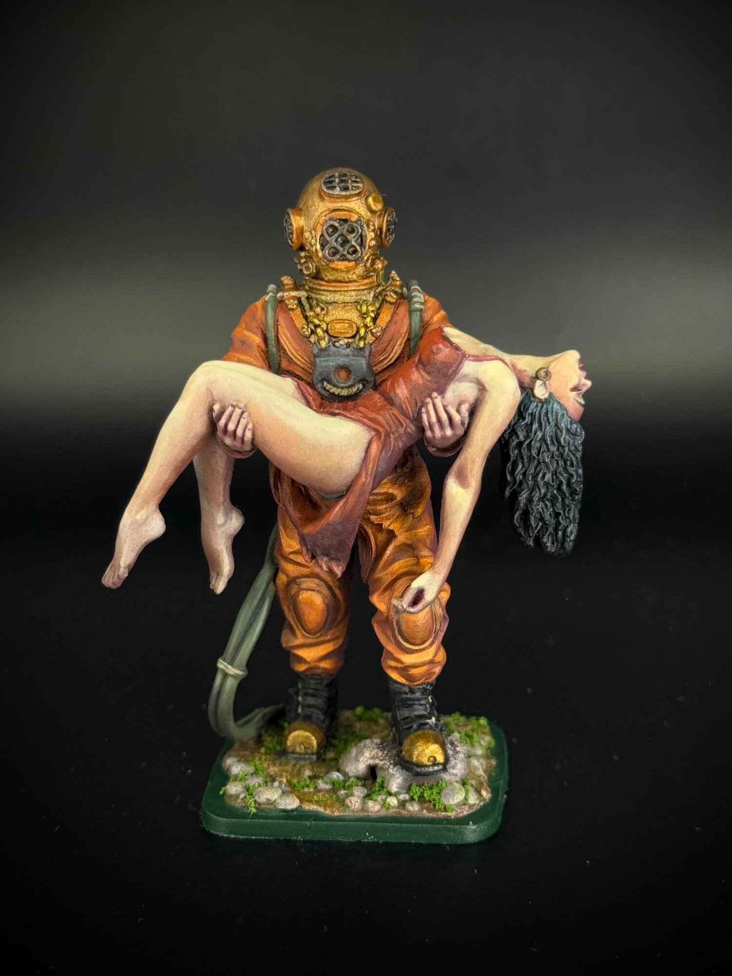 Коллекционный оловянный солдатик фигурка Водолаз и Девушка 7 см масштаб 1:30 ручная роспись