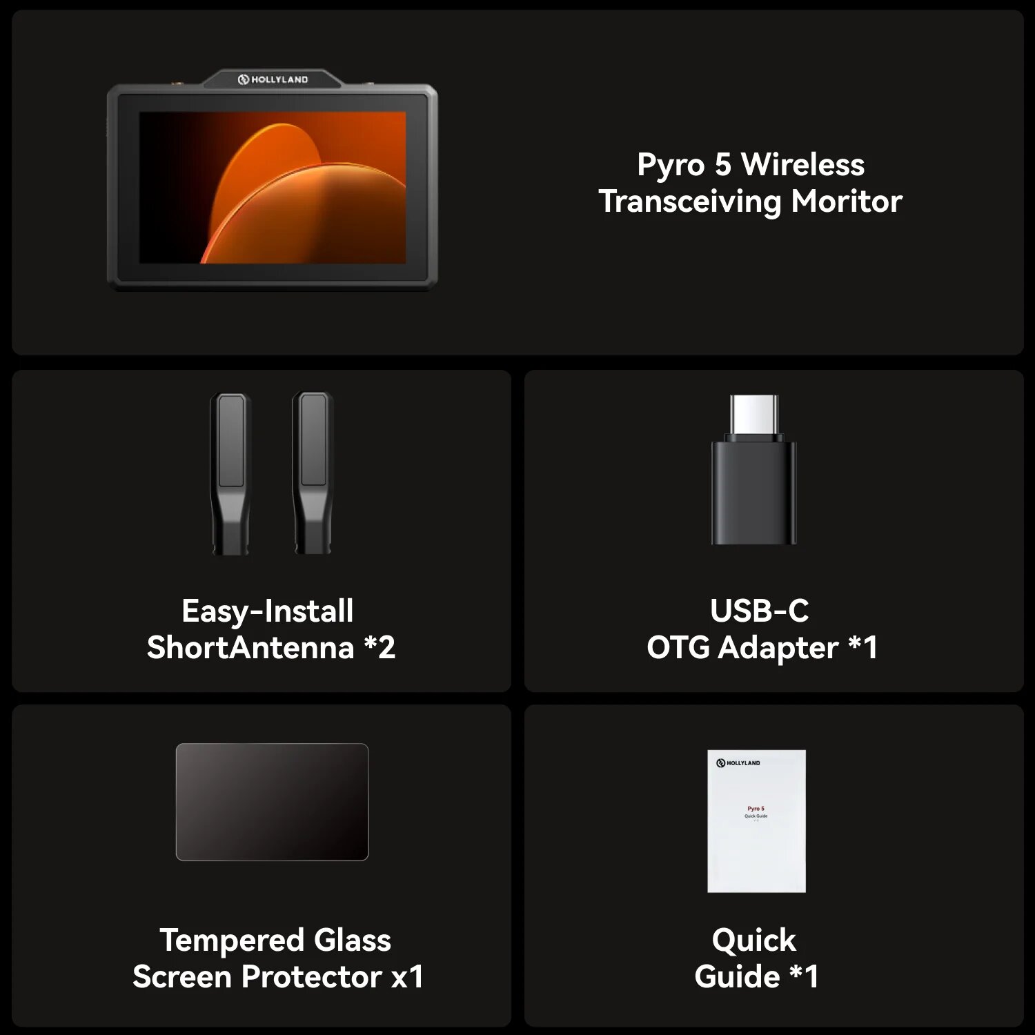 Монитор для передачи видео Hollyland Pyro 5, 5,5-дюймовый сенсорный экран 1080P, 3D LUT DSLR-камера, полевой монитор