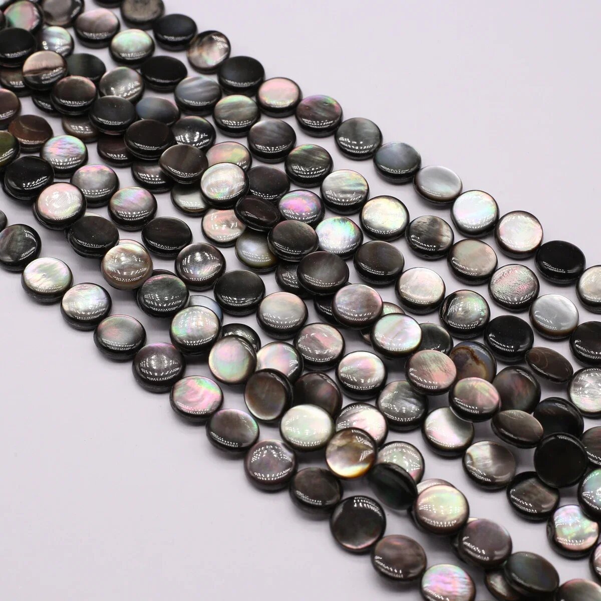 Черные перламутровые бусины 10x10 мм