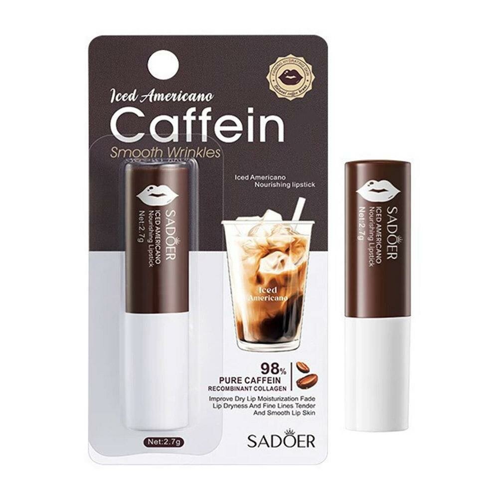 Кофейный экстракт увлажняет помаду, предотвращает высыхание и растрескивание губ; Смягчение морщин губ