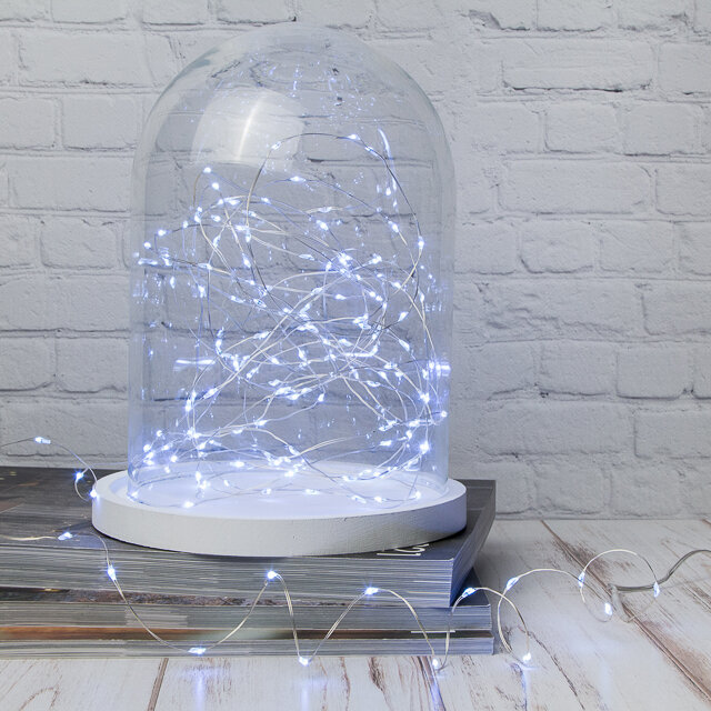 Светодиодная гирлянда Капельки 12 м, 120 холодных белых мини LED ламп, серебряная проволока, контроллер, IP44, Koopman, AX4234310