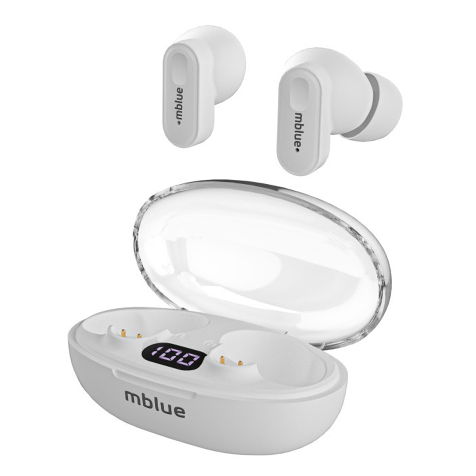 Mblue AR01 True Wireless Earbuds BT In-Ear Earphones with LED Display Noise Cancelling Sports Headphones Built-in Mic Hands-Free Calls