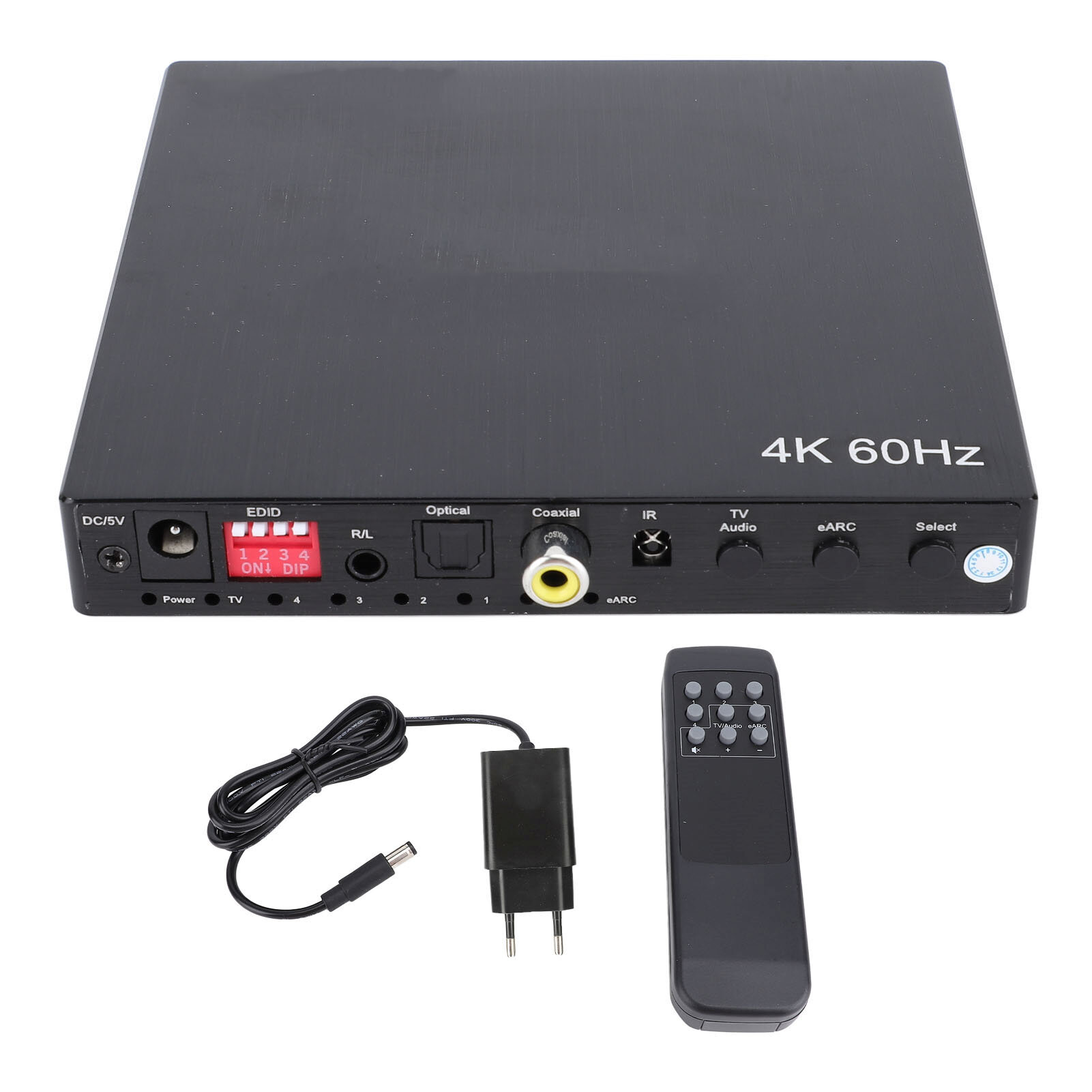 4K EARC HD Multimedia Interface Interface BI Направленный переключатель 4x1 с удаленной поддержкой IR EDID HDCP 2.2 4K 60 Гц Селектор видео -коммутатора для L/R Hearset Eu Plug