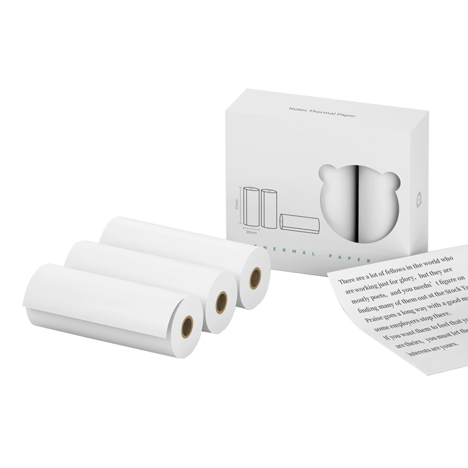 Рулон термобумаги для заметок PeriPage 77 x 30 мм, не содержащий BPA, неклеящийся, Водонепроницаемый, маслостойкий, защищенный от трения для мини-карманного мобильного принтера A9/A9s/A9 Pro/A9 /A9s, 3 рулона