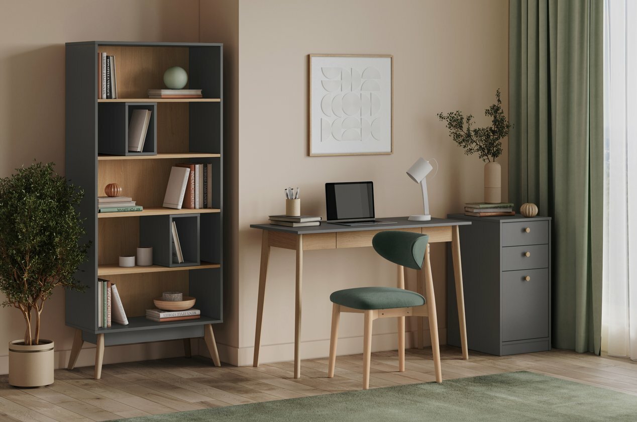 Письменный стол с ящиками Divan.ru Торвалль-3 Серый Дуб, 120х52х91 см, темно-серый